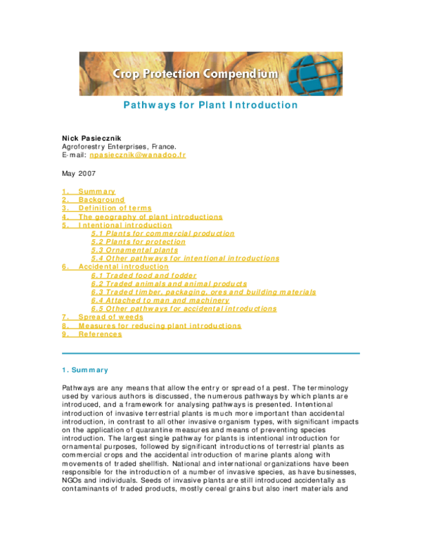 (PDF) Pathways for plant introduction