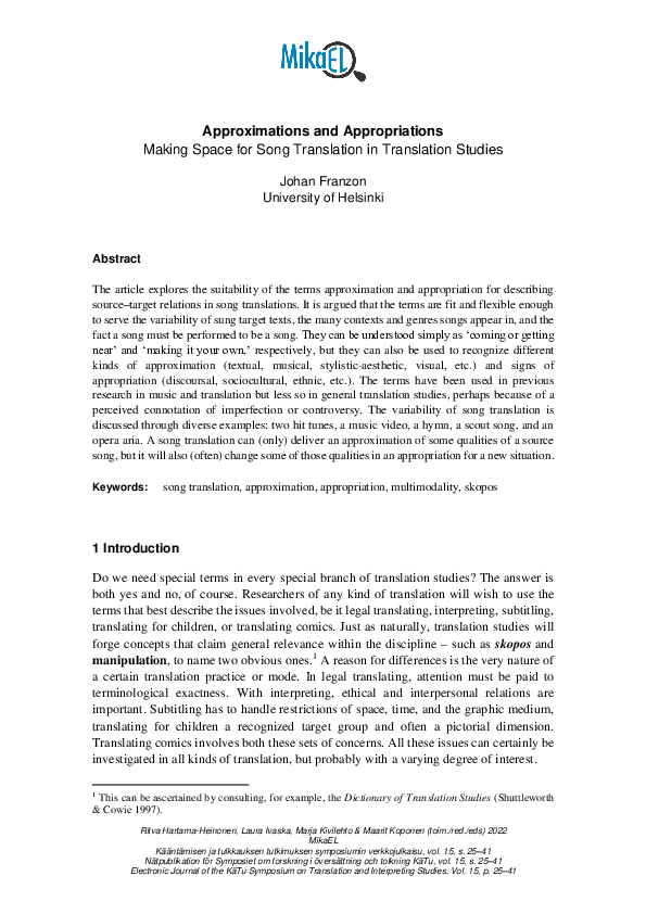 (PDF) Approximations and Appropriations