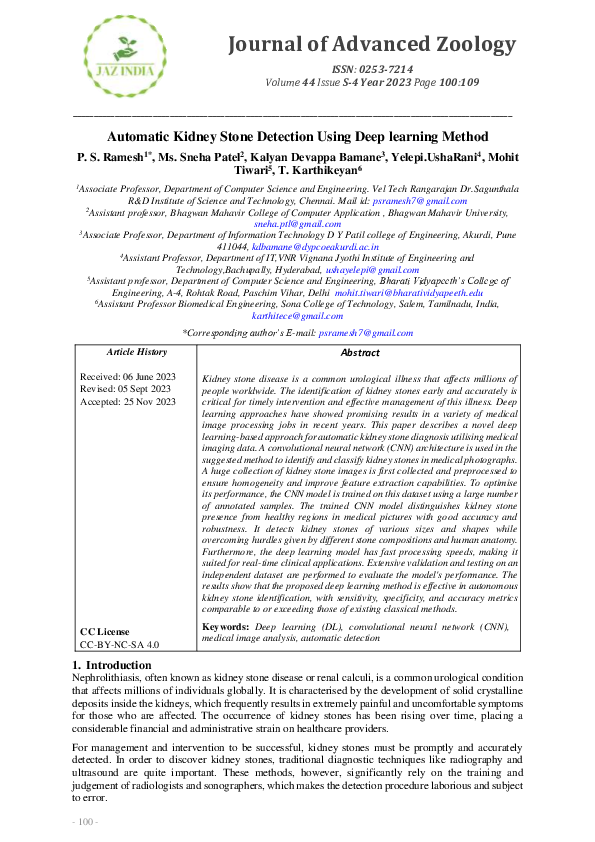 (PDF) Automatic Kidney Stone Detection Using Deep learning Method