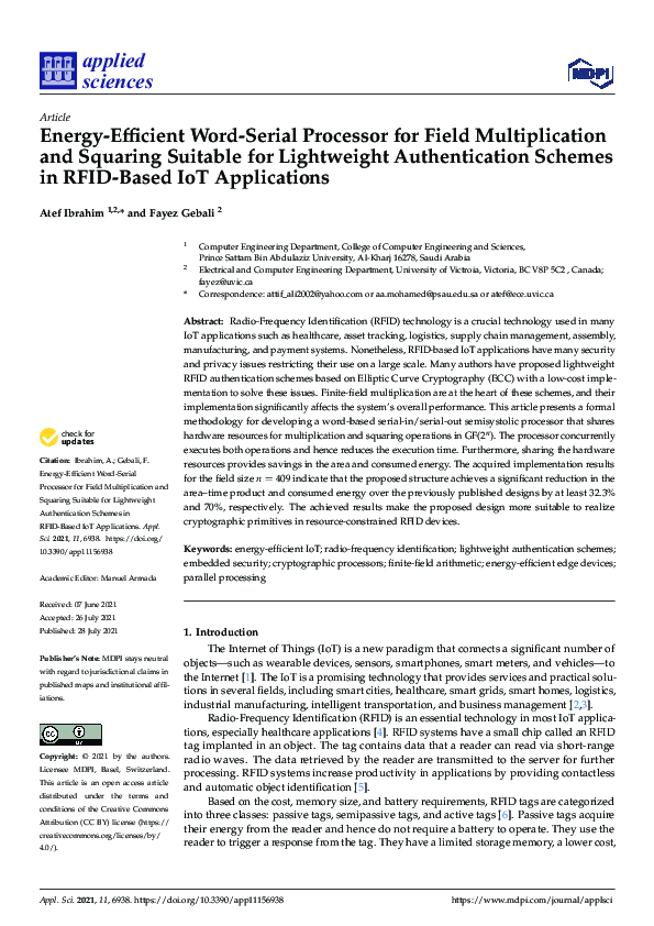 (PDF) Energy-Efficient Word-Serial Processor for Field Multiplication and Squaring Suitable for ...