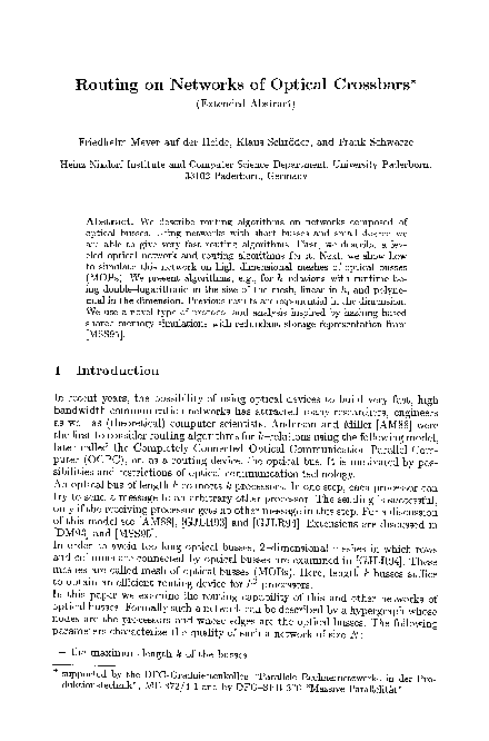 (PDF) Routing on networks of optical crossbars