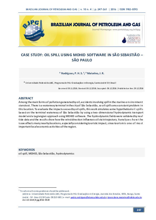 (PDF) Case Study: Oil Spill Using Mohid Software in São Sebastião – São ...
