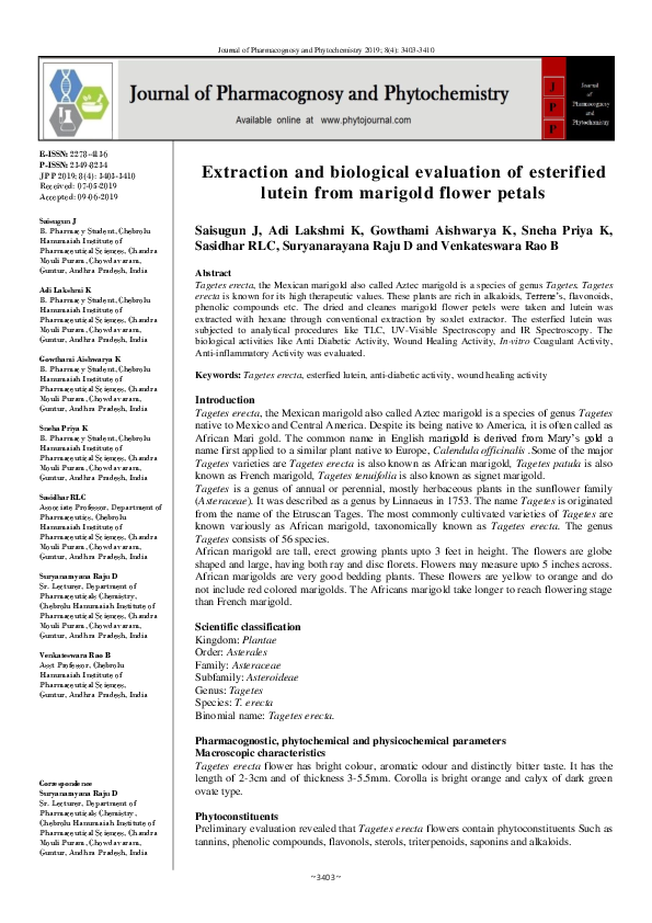 (PDF) Extraction and biological evaluation of esterified lutein from ...