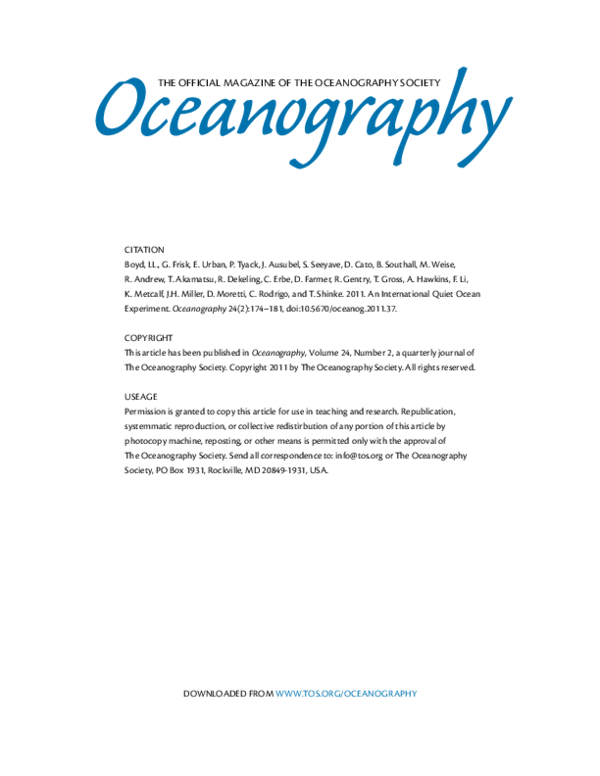 (PDF) Oceanography THE OFFICIAL MAGAzINE OF THE OCEANOGRAPHY SOCIETY