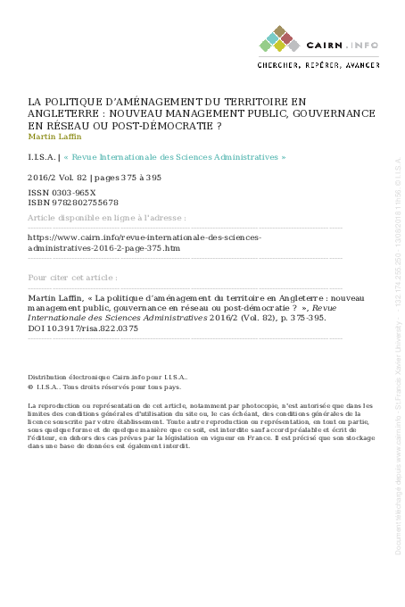 (PDF) La politique d’aménagement du territoire en Angleterre : nouveau ...