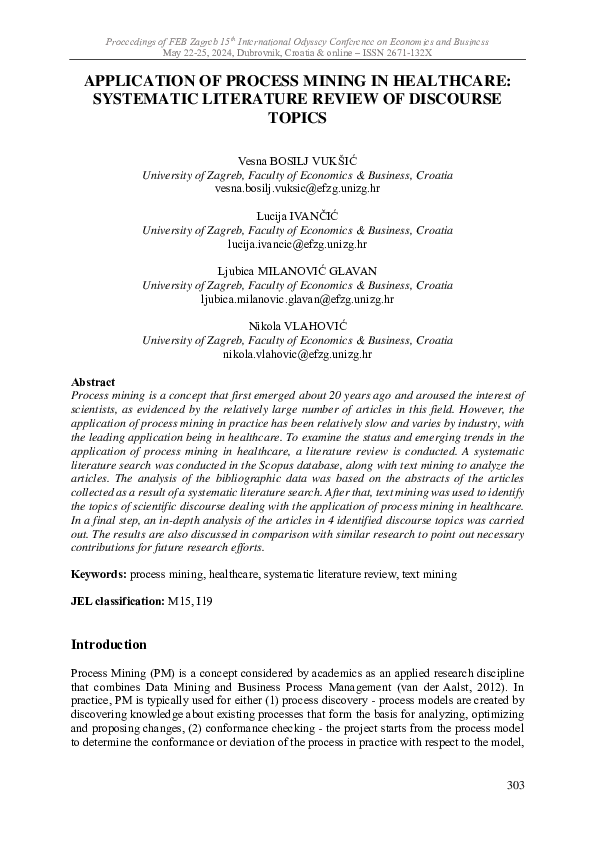 (PDF) Application of Process Mining in Healthcare: Systematic Literature Review of Discourse Topics