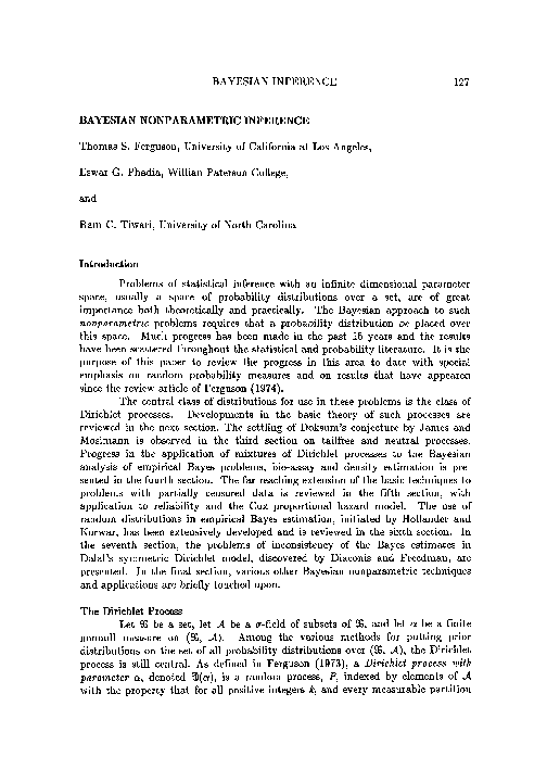 (PDF) Bayesian nonparametric inference
