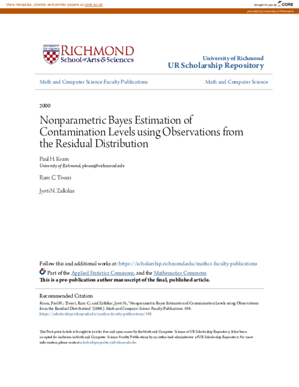 Pdf Nonparametric Bayes Estimation Of Contamination Levels Using
