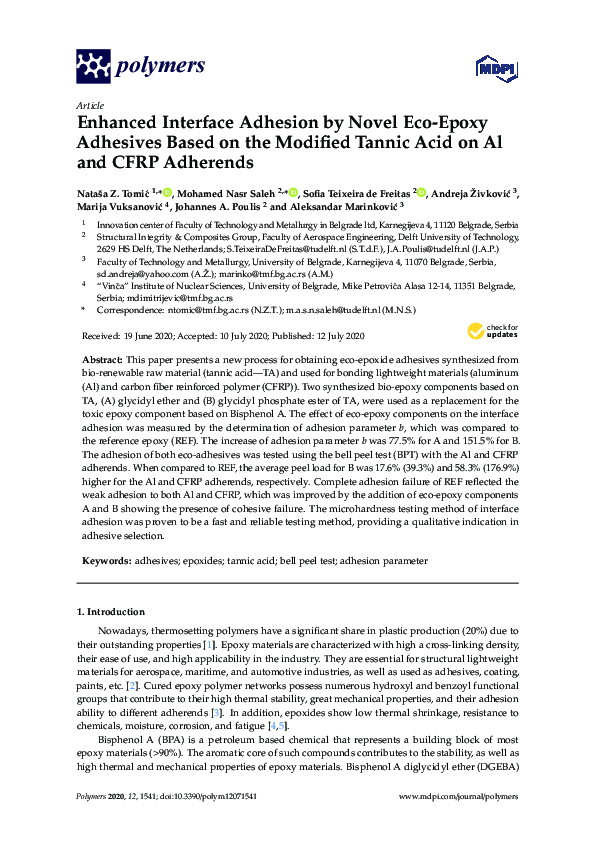 (PDF) Enhanced Interface Adhesion by Novel Eco-Epoxy Adhesives Based on ...