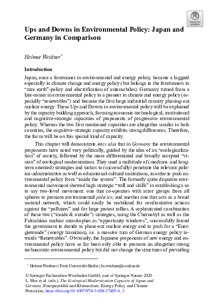 (PDF) Ups and Downs in Environmental Policy: Japan and Germany in ...