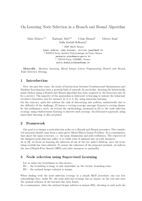 Pdf On Learning Node Selection In A Branch And Bound Algorithm