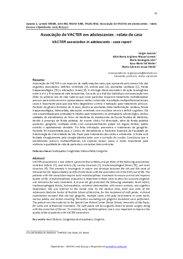 (PDF) Associação de VACTER em adolescentes - relato de caso