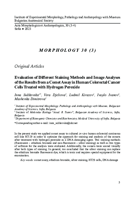 (PDF) Evaluation of Different Staining Methods and Image Analyses of ...