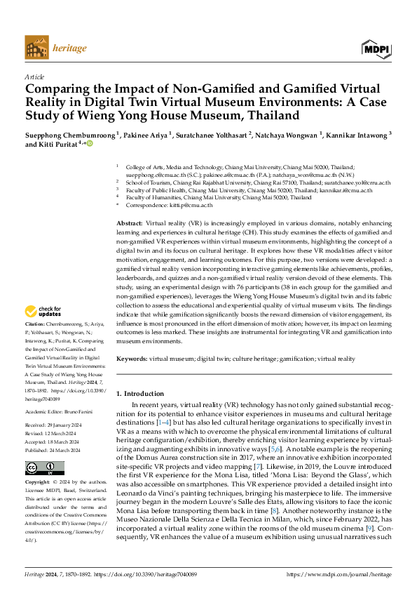 (PDF) Comparing the Impact of Non-Gamified and Gamified Virtual Reality in Digital Twin Virtual ...