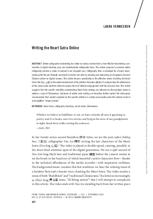 (PDF) Writing the Heart Sutra Online