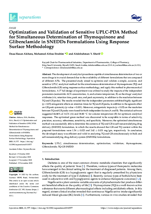 (PDF) Optimization and Validation of Sensitive UPLC-PDA Method for Simultaneous Determination of ...