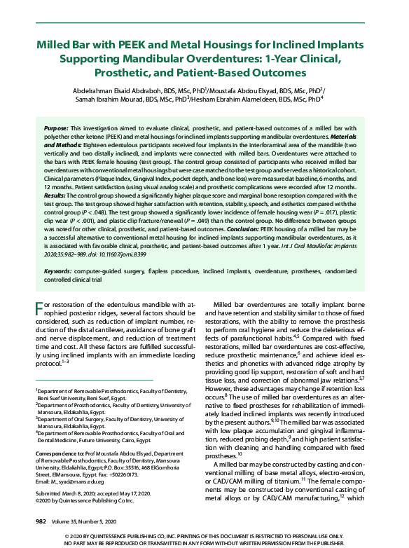 (PDF) Milled Bar with PEEK and Metal Housings for Inclined Implants ...