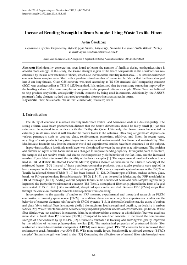 (PDF) Increased Bending Strength in Beam Samples Using Waste Textile Fibers
