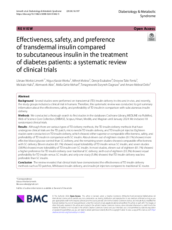 (PDF) Effectiveness, safety, and preference of transdermal insulin ...