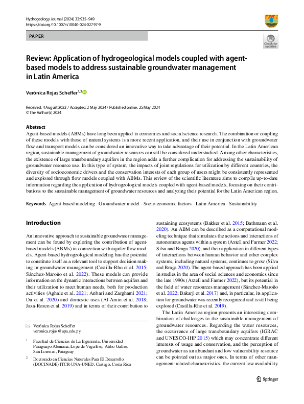 (PDF) Review: Application of hydrogeological models coupled with agent ...