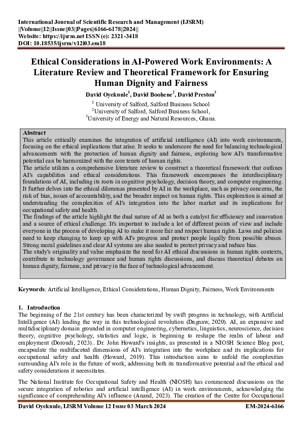 (PDF) Ethical Considerations in AI-Powered Work Environments: A Literature Review and ...