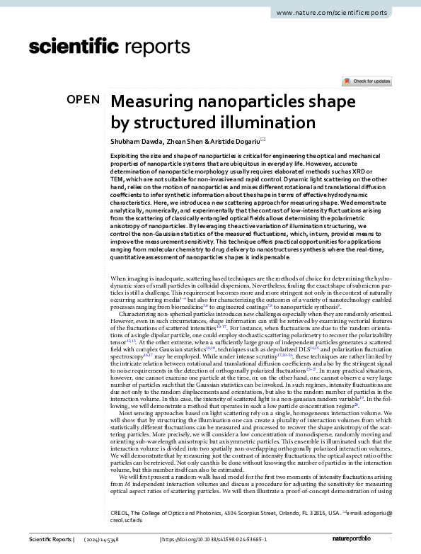 (PDF) Measuring nanoparticles shape by structured illumination
