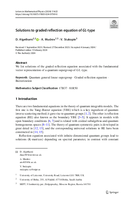 (PDF) Solutions to graded reflection equation of GL-type