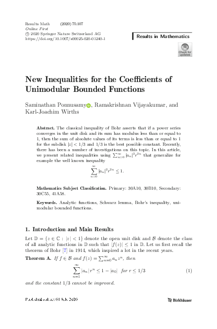 (PDF) New Inequalities for the Coefficients of Unimodular Bounded Functions