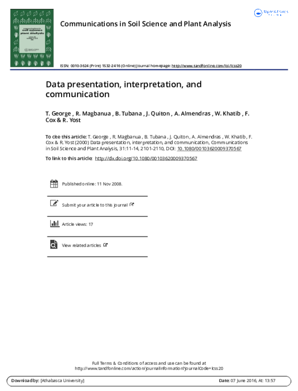Pdf Data Presentation Interpretation And Communication