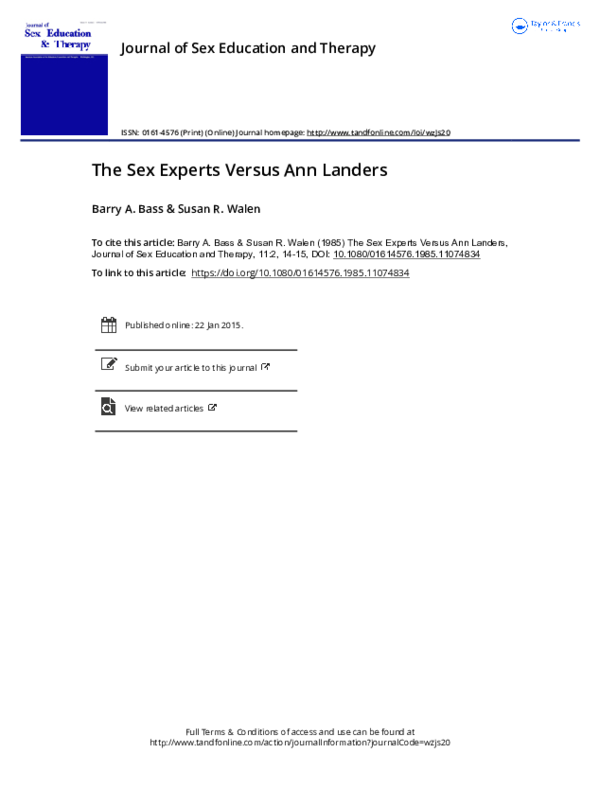 (PDF) The Sex Experts Versus Ann Landers