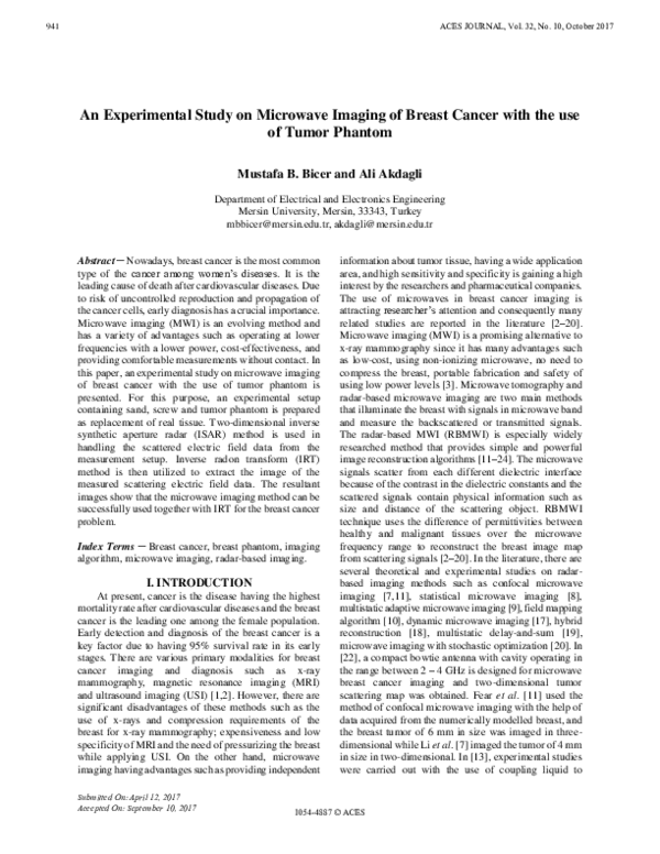 (PDF) An Experimental Study on Microwave Imaging of Breast Cancer with ...