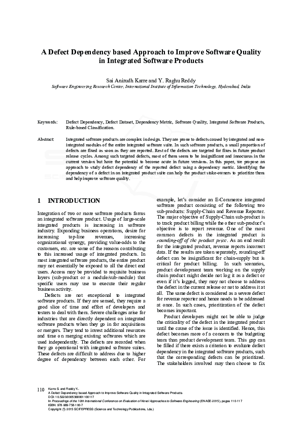 (PDF) A Defect Dependency based Approach to Improve Software Quality in ...