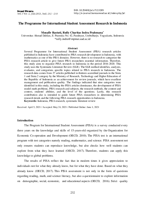(PDF) The Programme for International Student Assessment Research in ...