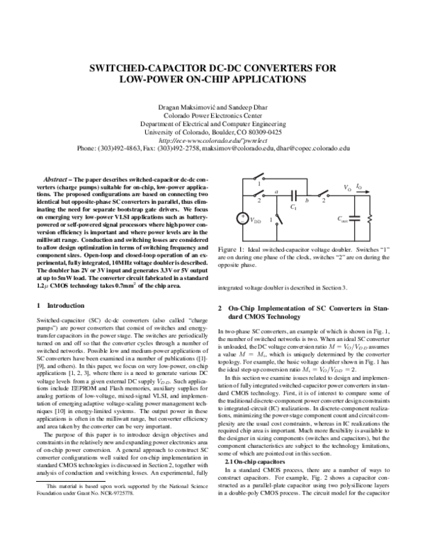 (PDF) Switched-capacitor DC-DC converters for low-power on-chip applications