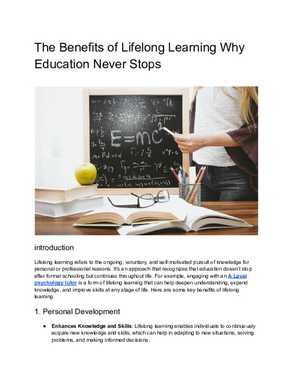 (PDF) The Benefits of Lifelong Learning Why Education Never Stops ...