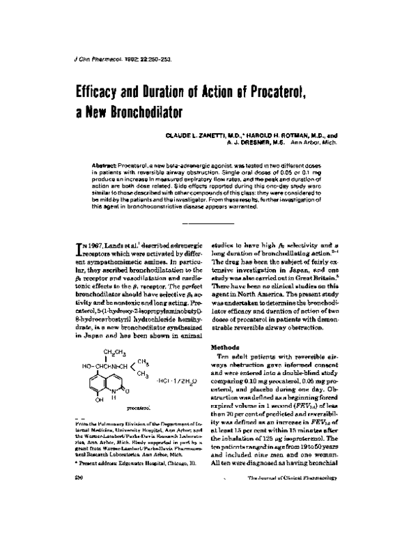 (PDF) Efficacy and Duration of Action of Procaterol, a New Bronchodilator