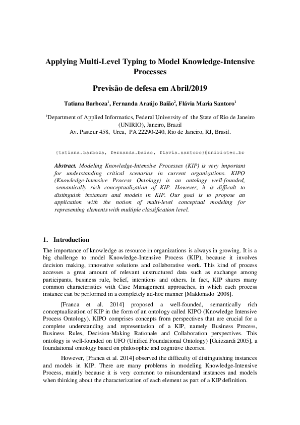 (PDF) Applying Multi-Level Typing to Model Knowledge-Intensive Processes