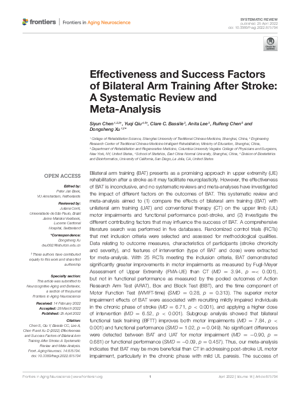 (PDF) Effectiveness and Success Factors of Bilateral Arm Training After ...