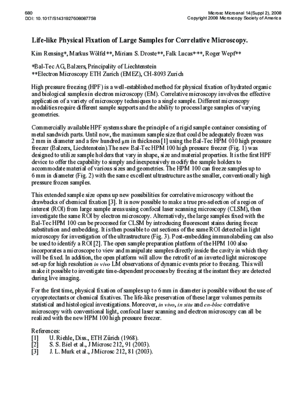 (PDF) Life-Like Physical Fixation of Large Samples for Correlative ...