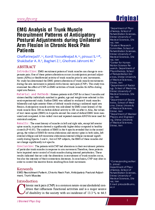 (PDF) EMG Analysis of Trunk Muscle Recruitment Patterns of Anticipatory ...