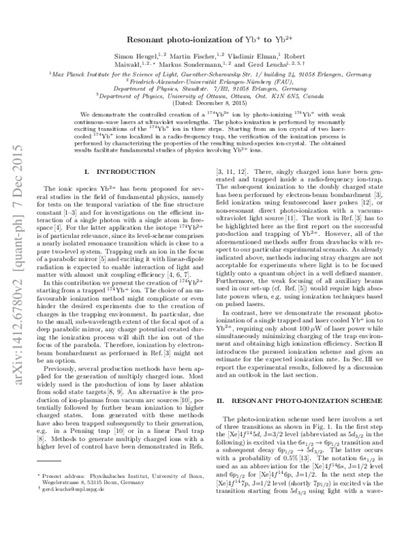 (PDF) Resonant photo-ionization of Yb+to Yb2+ | Simon Heugel - Academia.edu