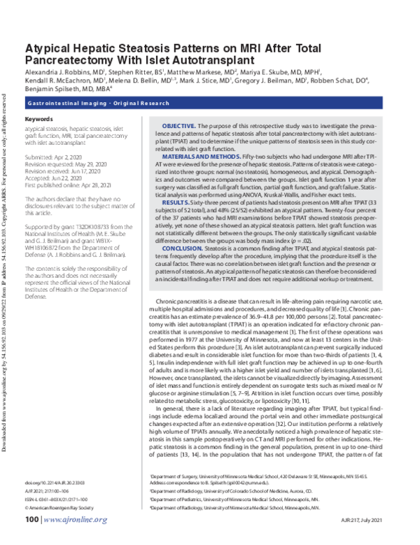 (PDF) Atypical Hepatic Steatosis Patterns on MRI After Total ...