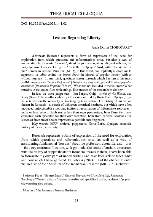(PDF) Lessons Regarding Liberty | Anca Doina Ciobotaru - Academia.edu