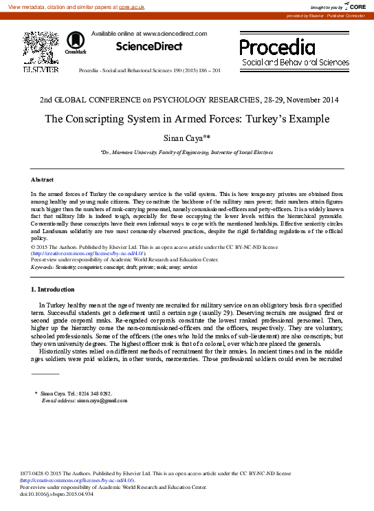 (PDF) The Conscripting System in Armed Forces: Turkey's Example