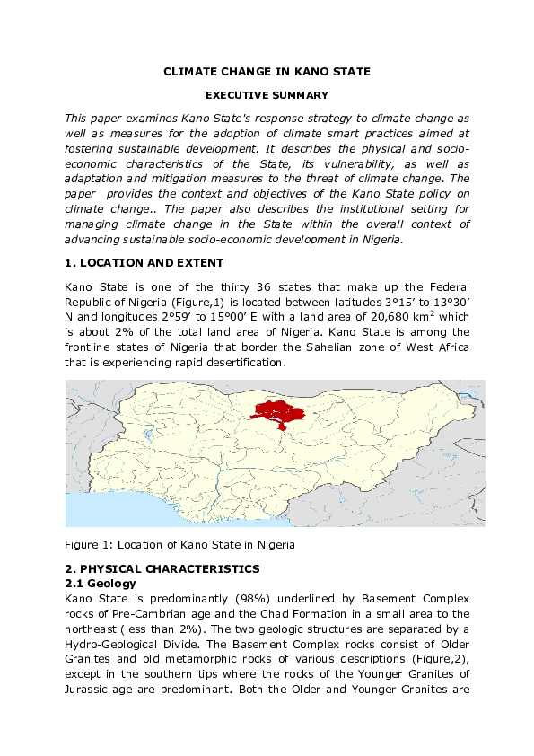 (PDF) CLIMATE CHANGE IN KANO STATE