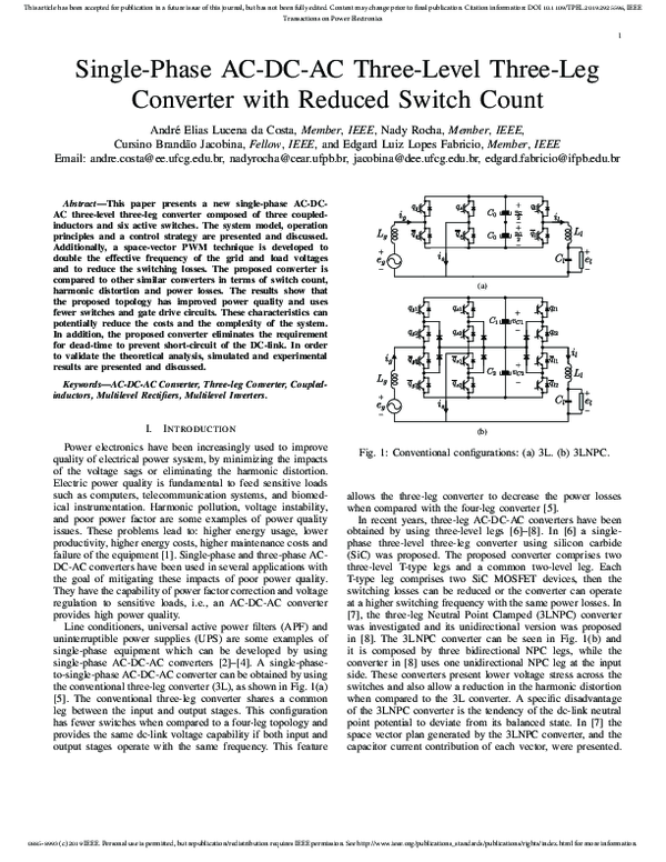 (PDF) Single-Phase AC–DC–AC Three-Level Three-Leg Converter With ...