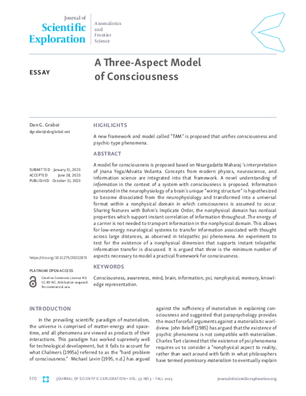 (PDF) A Three-Aspect Model for Consciousness | Dan Graboi - Academia.edu