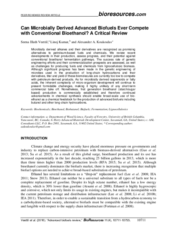 (PDF) Can Microbially Derived Advanced Biofuels Ever Compete with ...