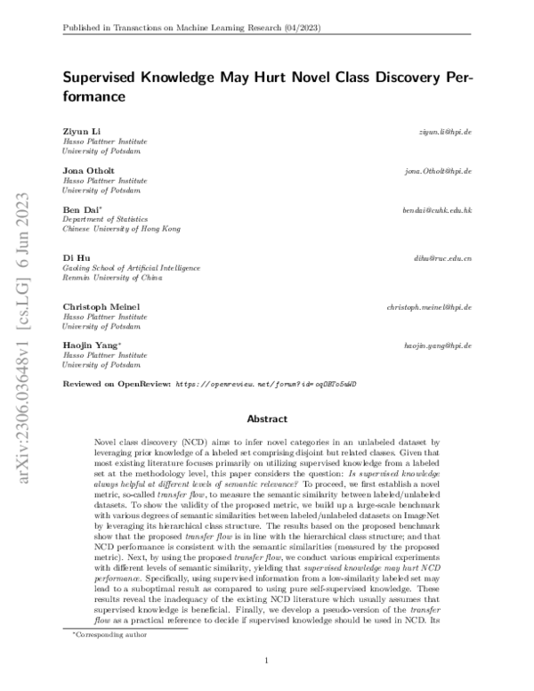 (PDF) Supervised Knowledge May Hurt Novel Class Discovery Performance ...