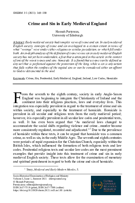 (PDF) Crime and Sin in Early Medieval England
